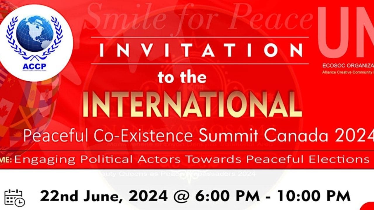International Peaceful Co-Existence Summit: June 22, Toronto